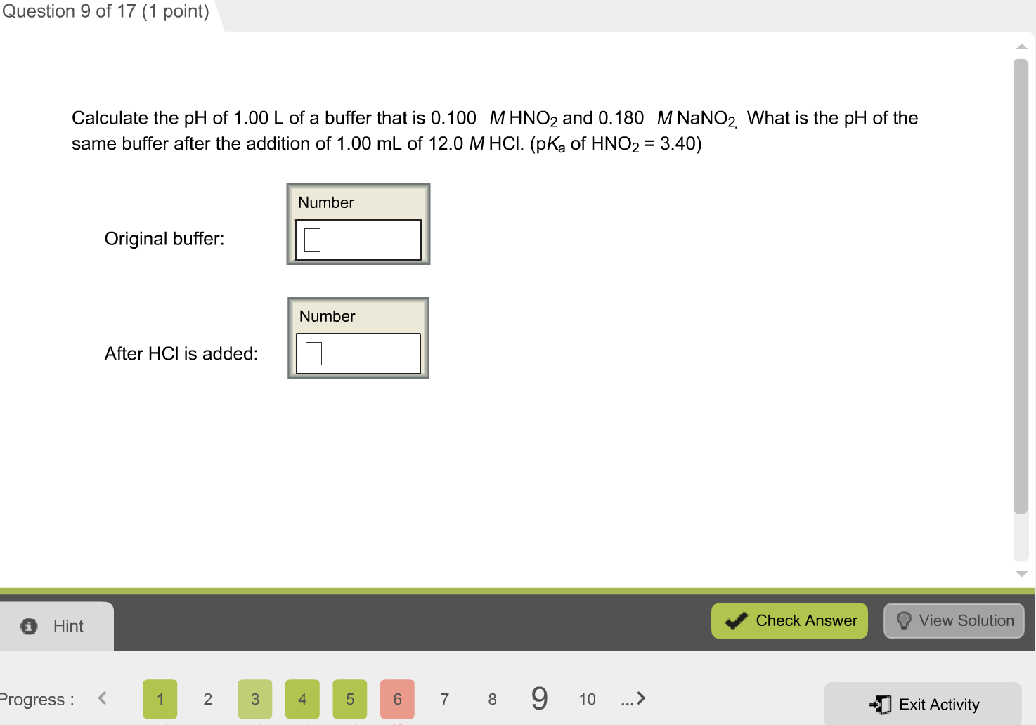 Solved Calculate the pH of 1.00 L of a buffer that is 0.100 | Chegg.com