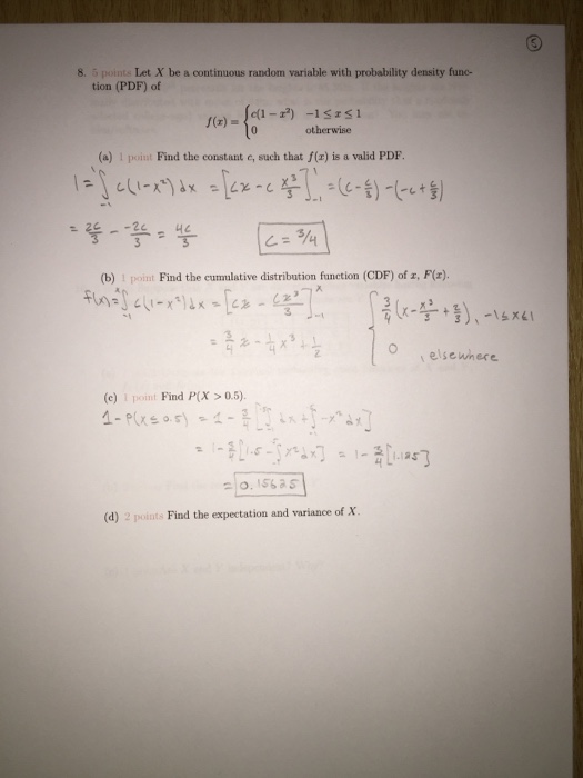 Solved Let X be a continous random variable with probability | Chegg.com
