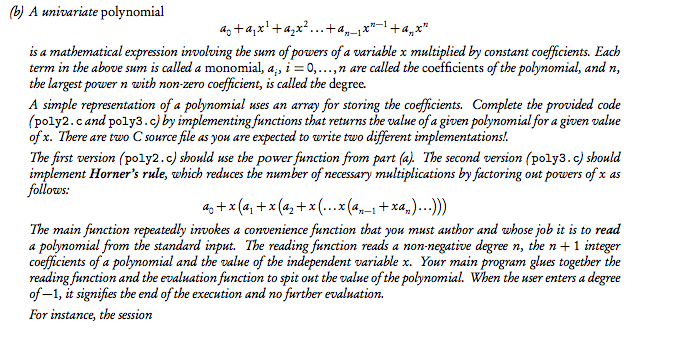Solved (bj A univariate polynomial is a mathematical | Chegg.com