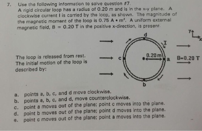 Solved Use the following information to solve question #7. | Chegg.com