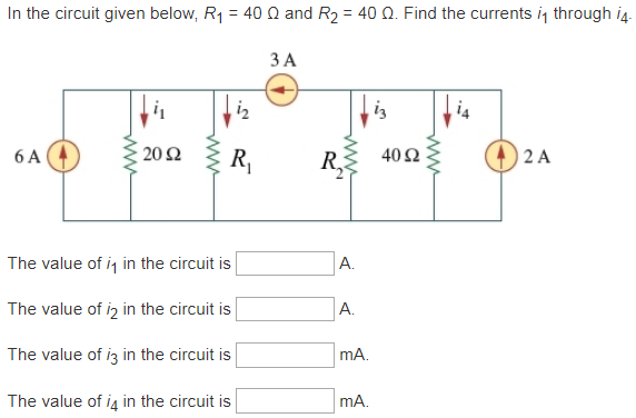 Solved In the circuit given below. R1 40 Ω and R2-40 Ω. Find | Chegg.com