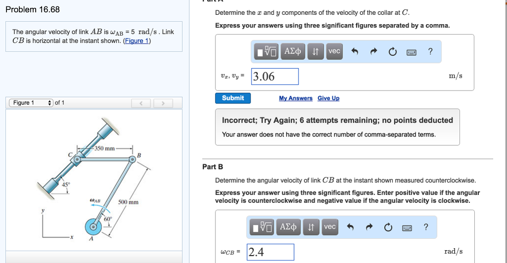 Solved The Angular Velocity Of Link Ab Is Omega Ab 5
