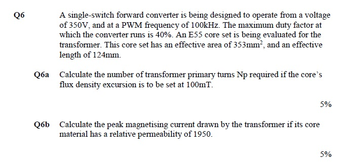 Solved A single-switch forward converter is being designed | Chegg.com