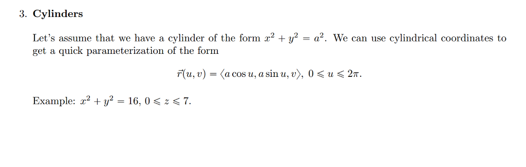 Solved For each example, state the parameterization that you | Chegg.com