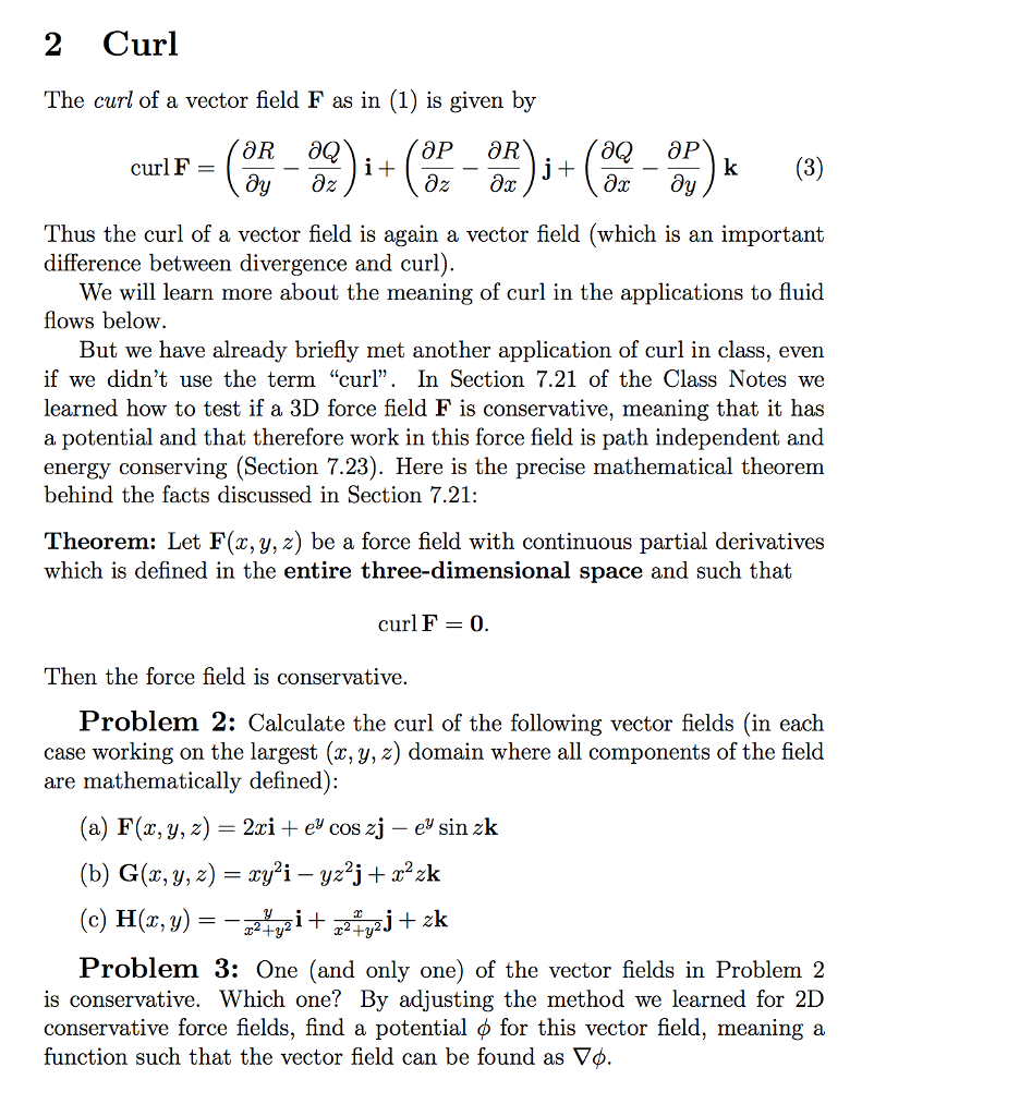 Solved Calculate The Curl Of The Following Vector Fields And 8642