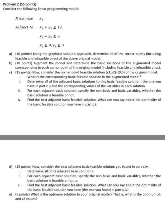 Solved Problem 2 (55 ints Consider the following linear | Chegg.com