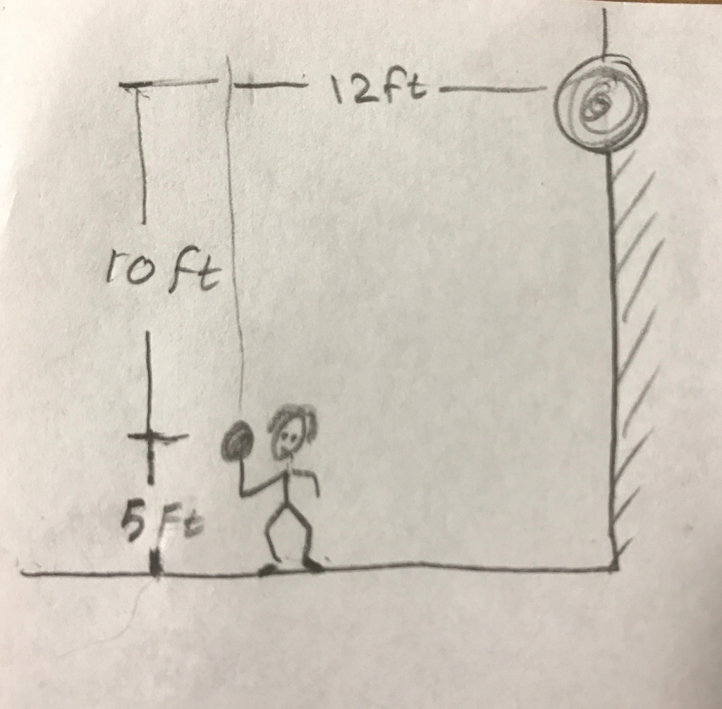 Solved the girl wants to hit the target 15 ft high on the | Chegg.com