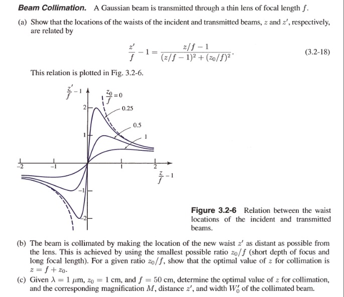 Beam Collimation. A Gaussian beam is transmitted | Chegg.com