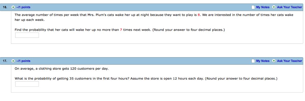 Solved The average number of times per week that Mrs. Plum's | Chegg.com