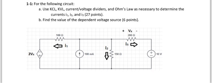 Solved For the following circuit: a. Use KCL, KVL, | Chegg.com