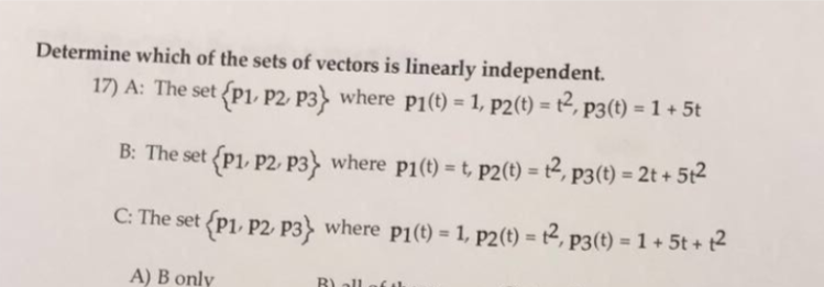 Solved Determine Which Of The Sets Of Vectors Is Linearly
