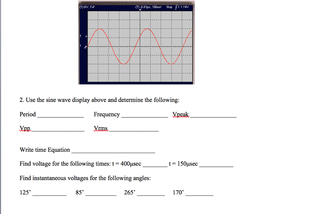 Solved Use the sine wave display above and determine the | Chegg.com