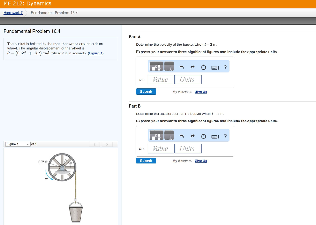 Solved The bucket is hoisted by the rope that wraps around a | Chegg.com