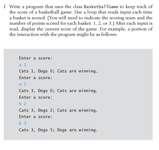 Solved Consider a class BasketballGame that represents the | Chegg.com