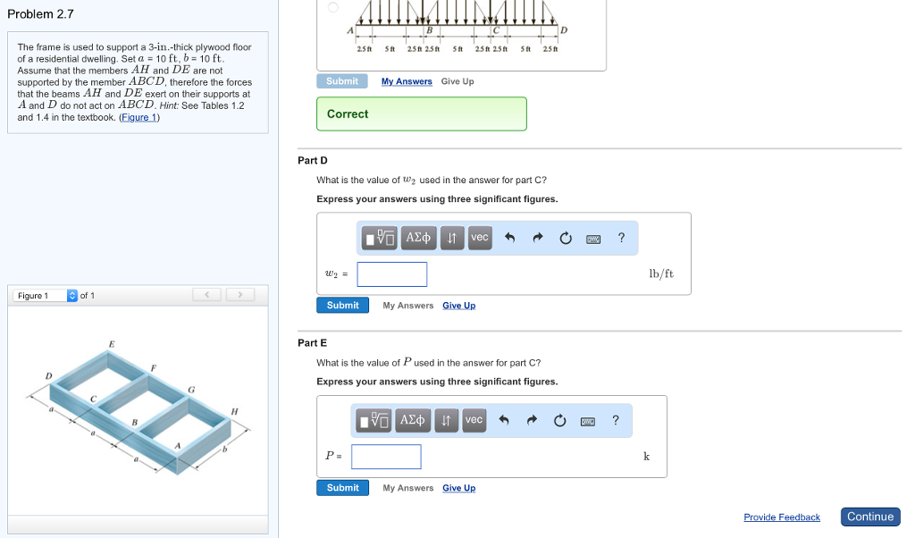 Problem 2.7 5 ft 5ft The frame is used to support a | Chegg.com
