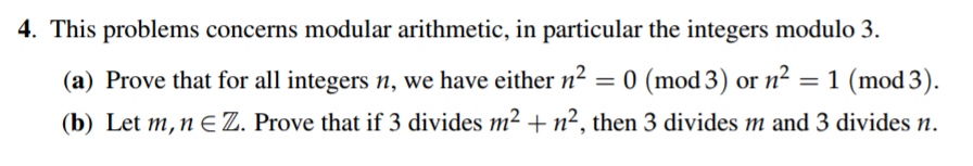 Solved This problems concerns modular arithmetic, in | Chegg.com