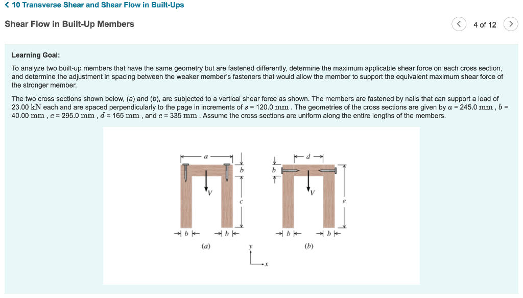 Solved 10 Transverse Shear and Shear Flow in Built-Ups Shear | Chegg.com