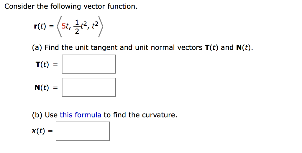 Solved Consider the following vector function. r(t) = (5t, | Chegg.com