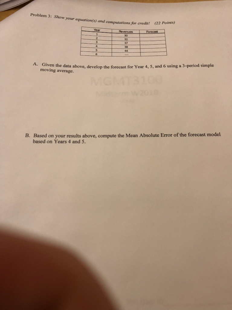 Solved Problem 3: Show your equationts) and computations for | Chegg.com