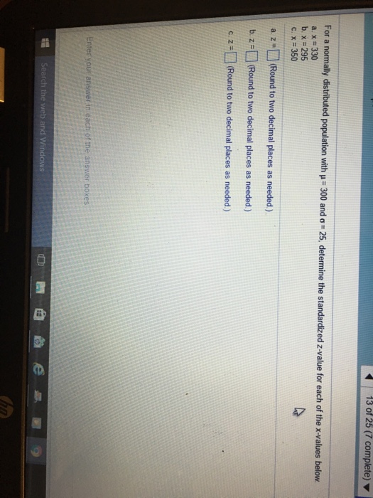 Solved For a normally distributed population with mu = 300 | Chegg.com