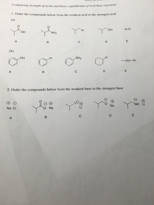 Solved Comparing strength of acids and bases, equilibrium of | Chegg.com