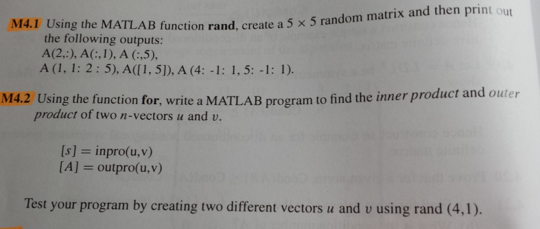 Using the function for, write a MATLAB function rand, | Chegg.com
