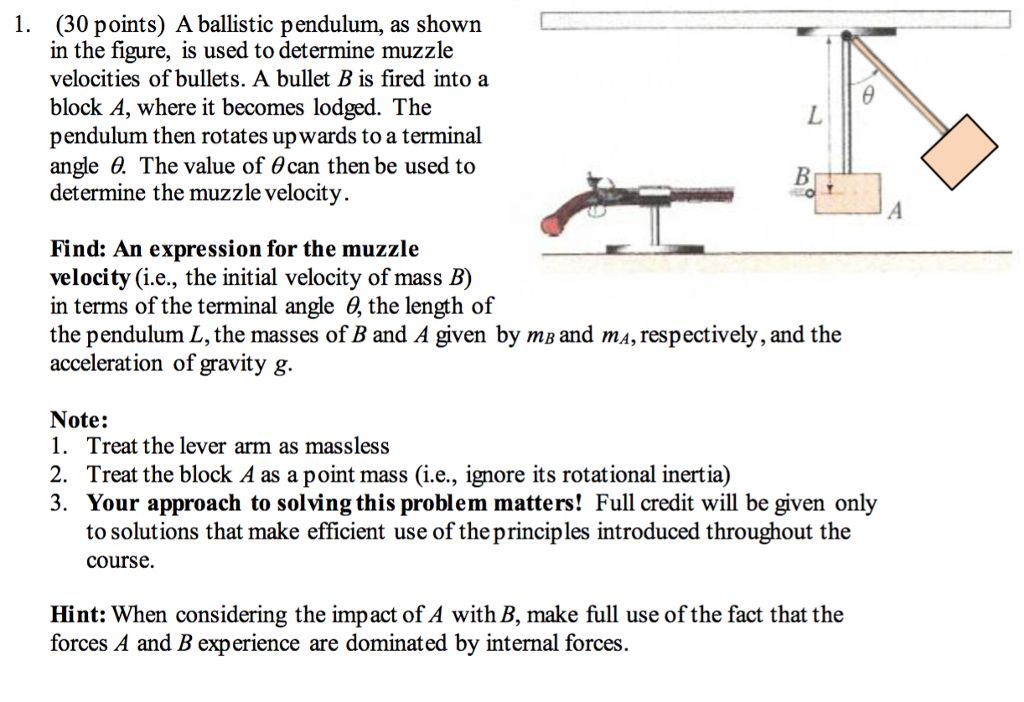 Solved A ballistic pendulum, as shown in the figure, is used | Chegg.com