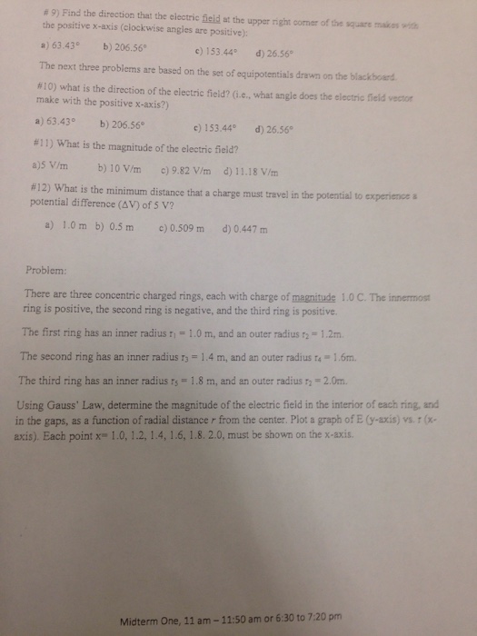 Solved Find the direction that the electric field at the | Chegg.com