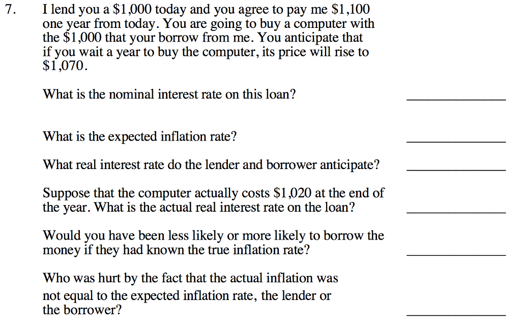 Solved I lend you a $1,000 today and you agree to pay me | Chegg.com