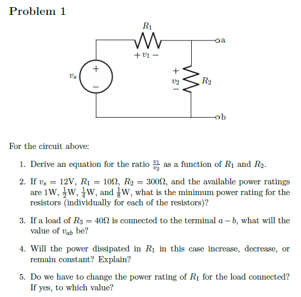 Solved For the circuit above: Derive an equation for the | Chegg.com