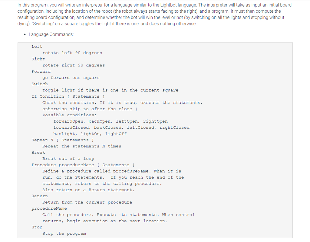 In this program, you will write an interpreter for a | Chegg.com