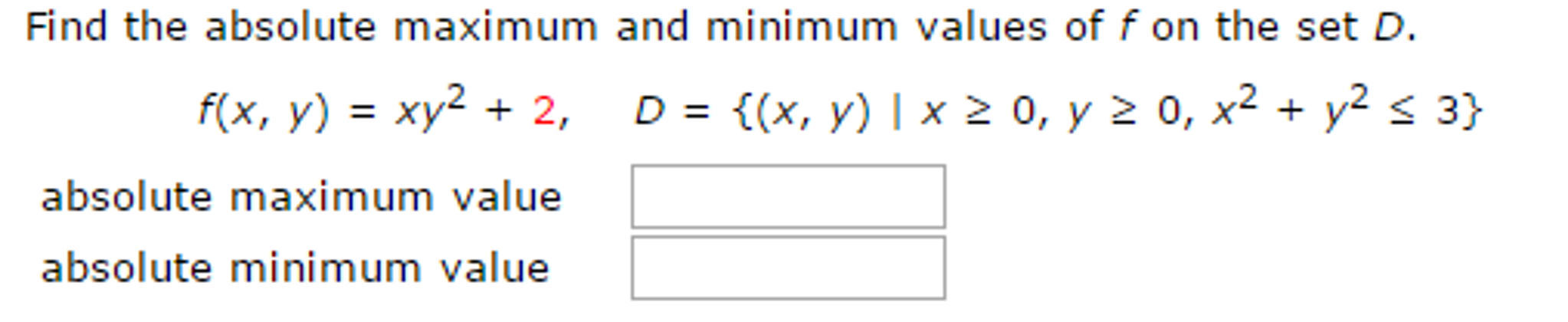 Solved Find the absolute maximum and minimum values of on | Chegg.com