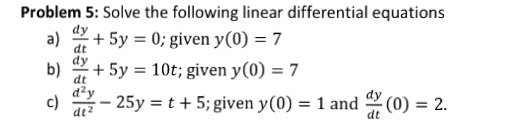 Solved Solve the following linear differential equations | Chegg.com