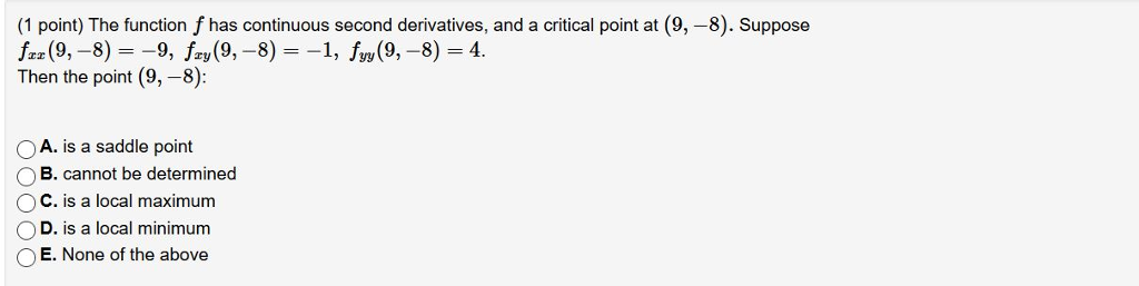 Solved The Function F Has Continuous Second Derivatives And
