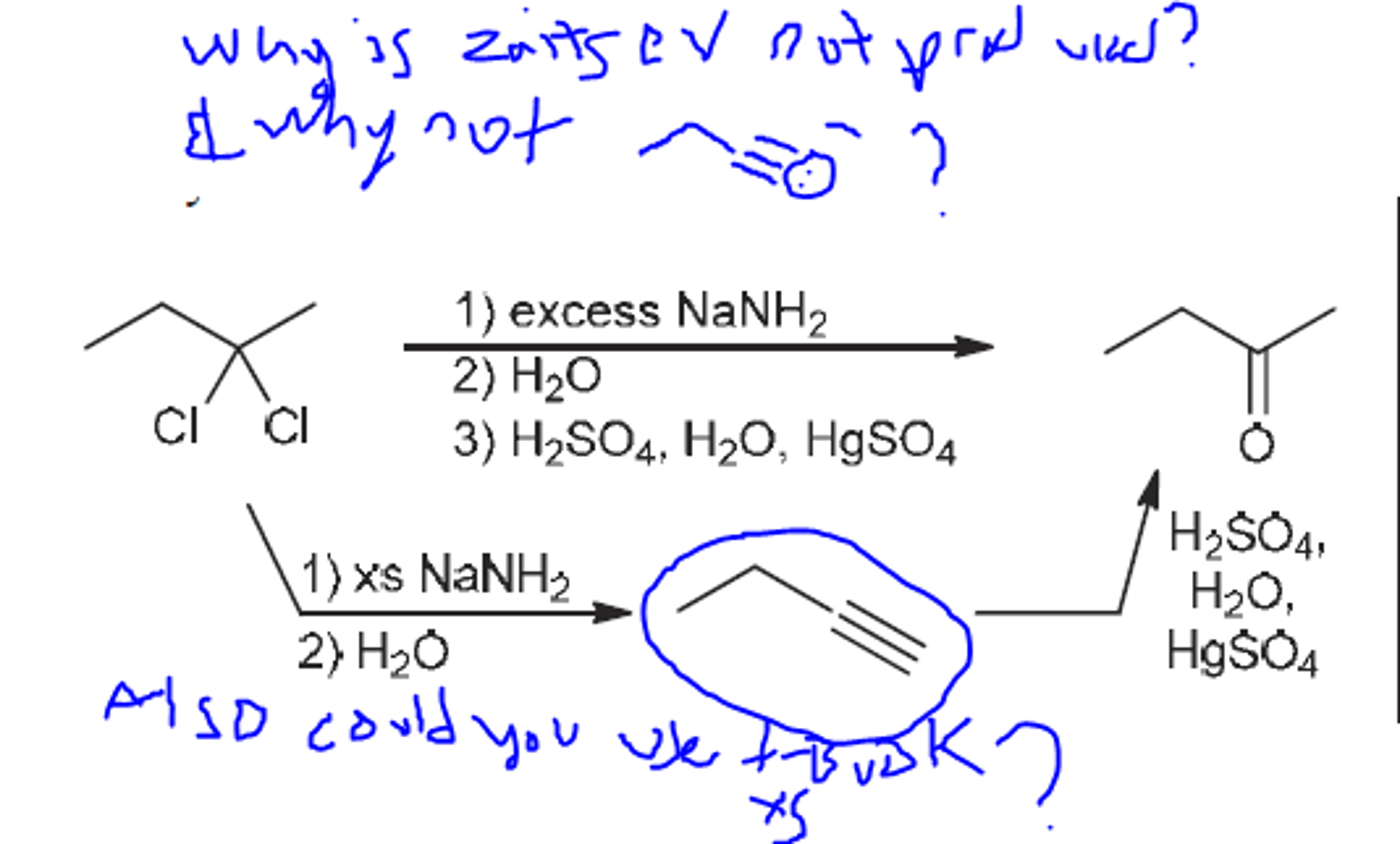 Solved why not 1) excess NaNH 2) H20 Cl Cl 3) H2SO4, H20, | Chegg.com