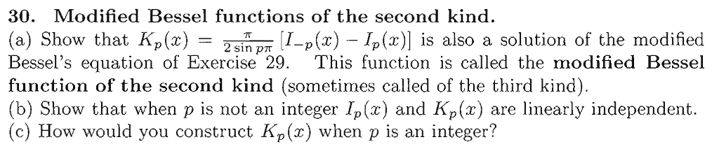 30. Modified Bessel functions of the second kind (a) | Chegg.com