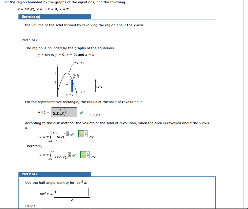Solved Hence, The volume of the solid of revolution is V | Chegg.com