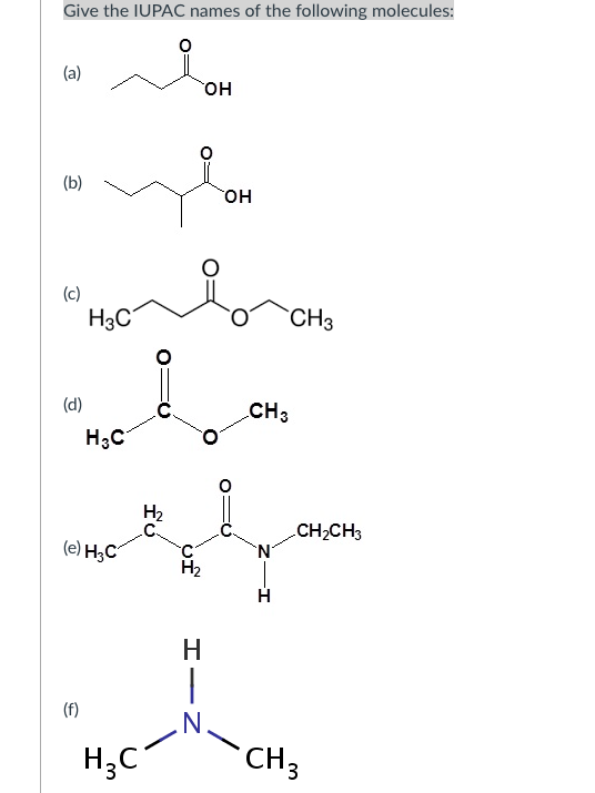 Solved Give the lUPAC names of the following molecules: OH | Chegg.com