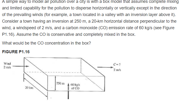 Solved A simple way to model air pollution over a city is | Chegg.com