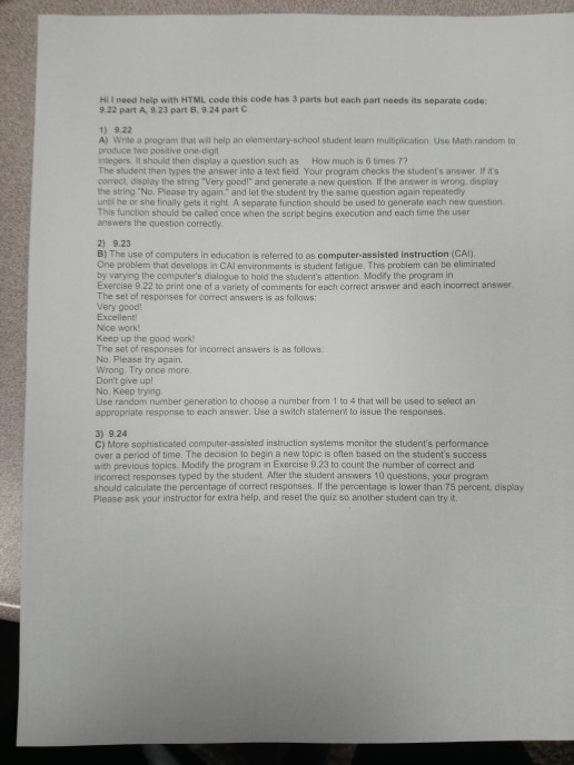 Solved The problem is attached I need html code is for 3 | Chegg.com