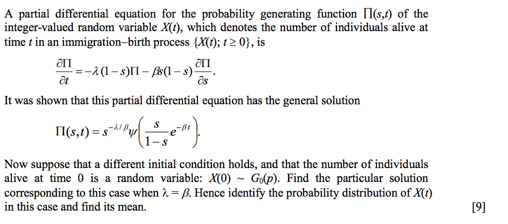 Solved A partial differential equation for the probability | Chegg.com
