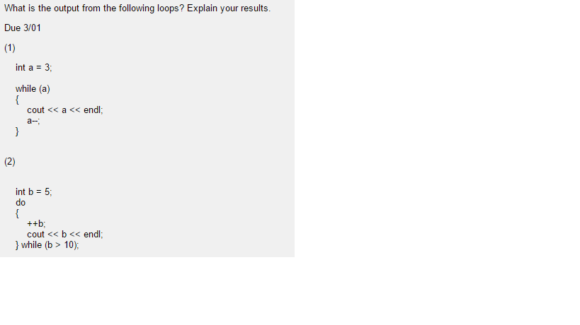 Solved What is the output from the following loops? Explain | Chegg.com