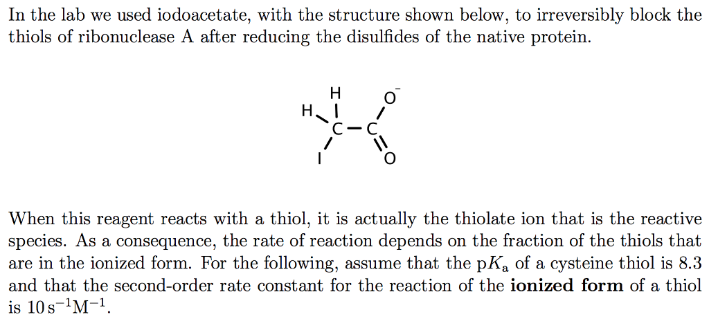 In the lab we used iodoacetate, with the structure | Chegg.com