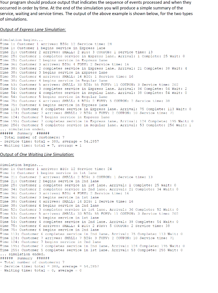 Assignment 2: Event-Driven Simulation (supermarket) | Chegg.com