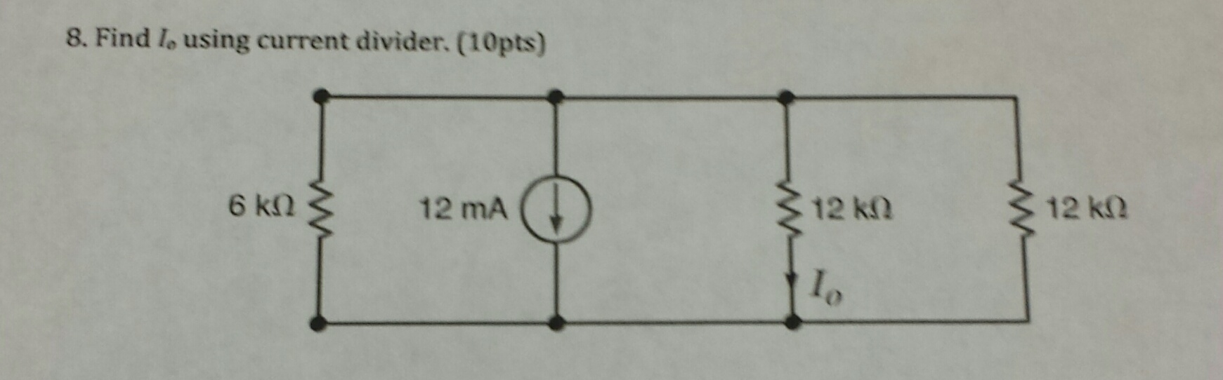 Solved Find I0 using current divider. | Chegg.com