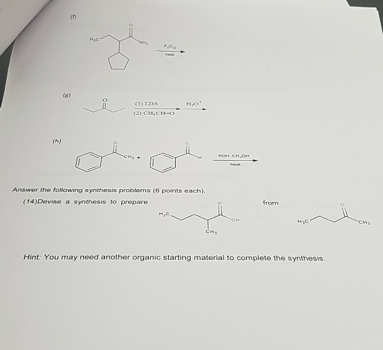 Solved E) () LDA (2) CH,CH-O fh) Answer the following | Chegg.com