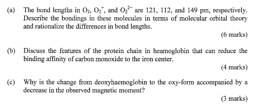 Solved (a) The bond lengths in O2, 02, and O22 are 121, 112, | Chegg.com