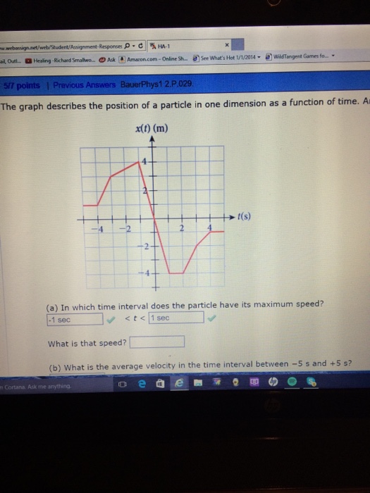 Solved The graph describe the position of a particle in one | Chegg.com
