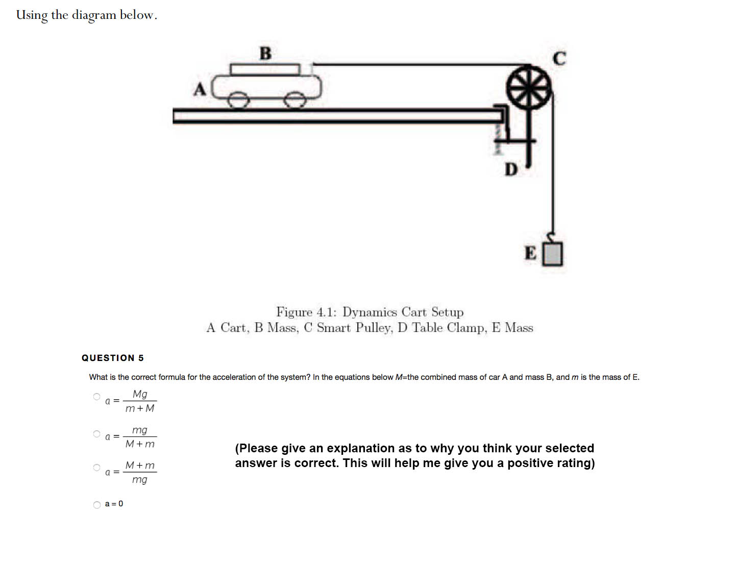 Solved Using the diagram below. Figure 4.1: Dynamics Cart | Chegg.com