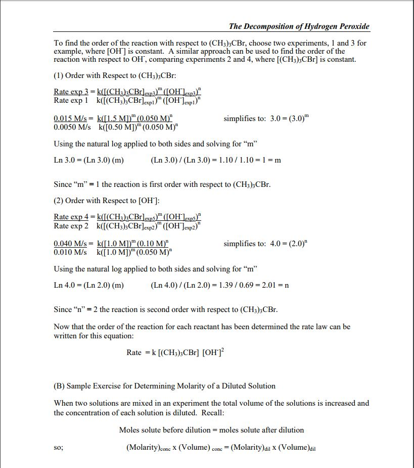 Experiment #2 Decomposition of Hydrogen Peroxide The | Chegg.com